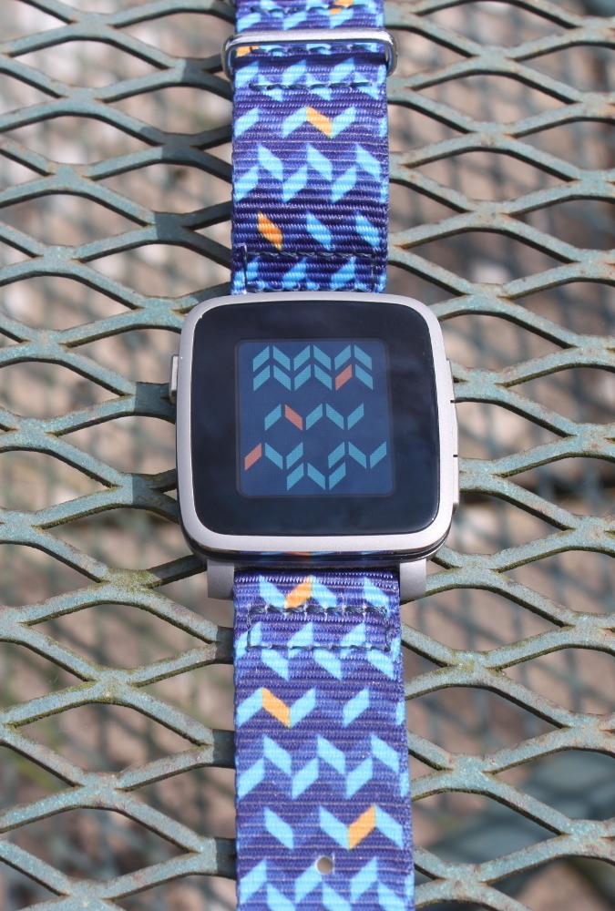 Pebble Time Steel watch with Vario graphic strap. Photo by #varioevery