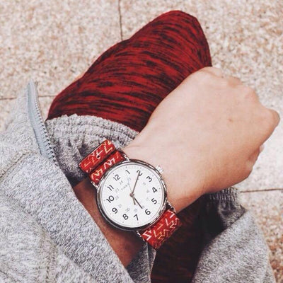 Timex Weekender on Orange Tangy strap by #varioclub member @aplainpeac