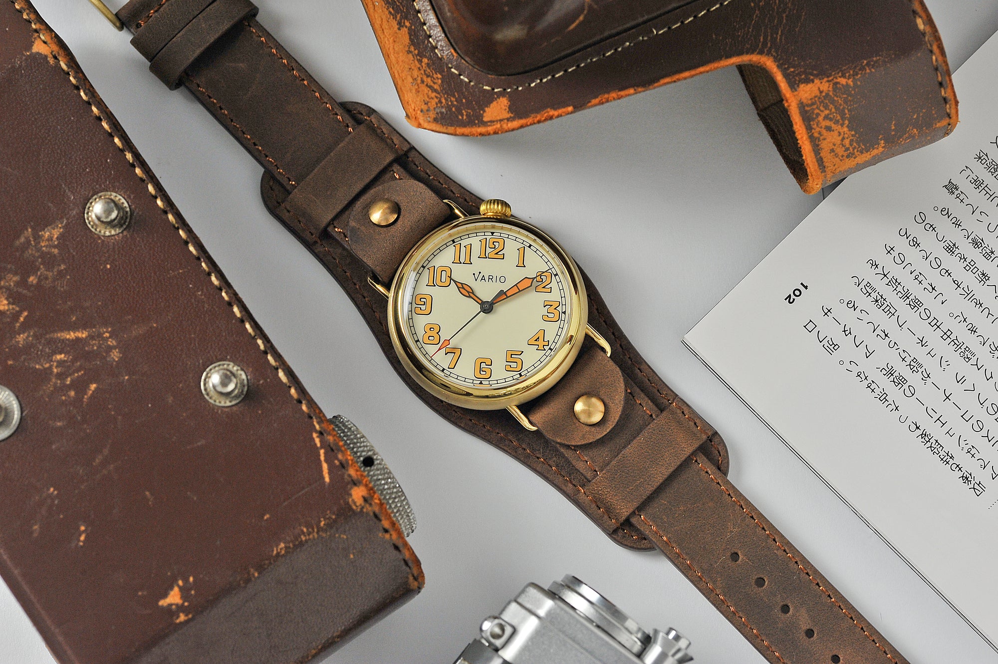 Vario 1918 Pilot Brass Cream Dial with Orange Lume Watch