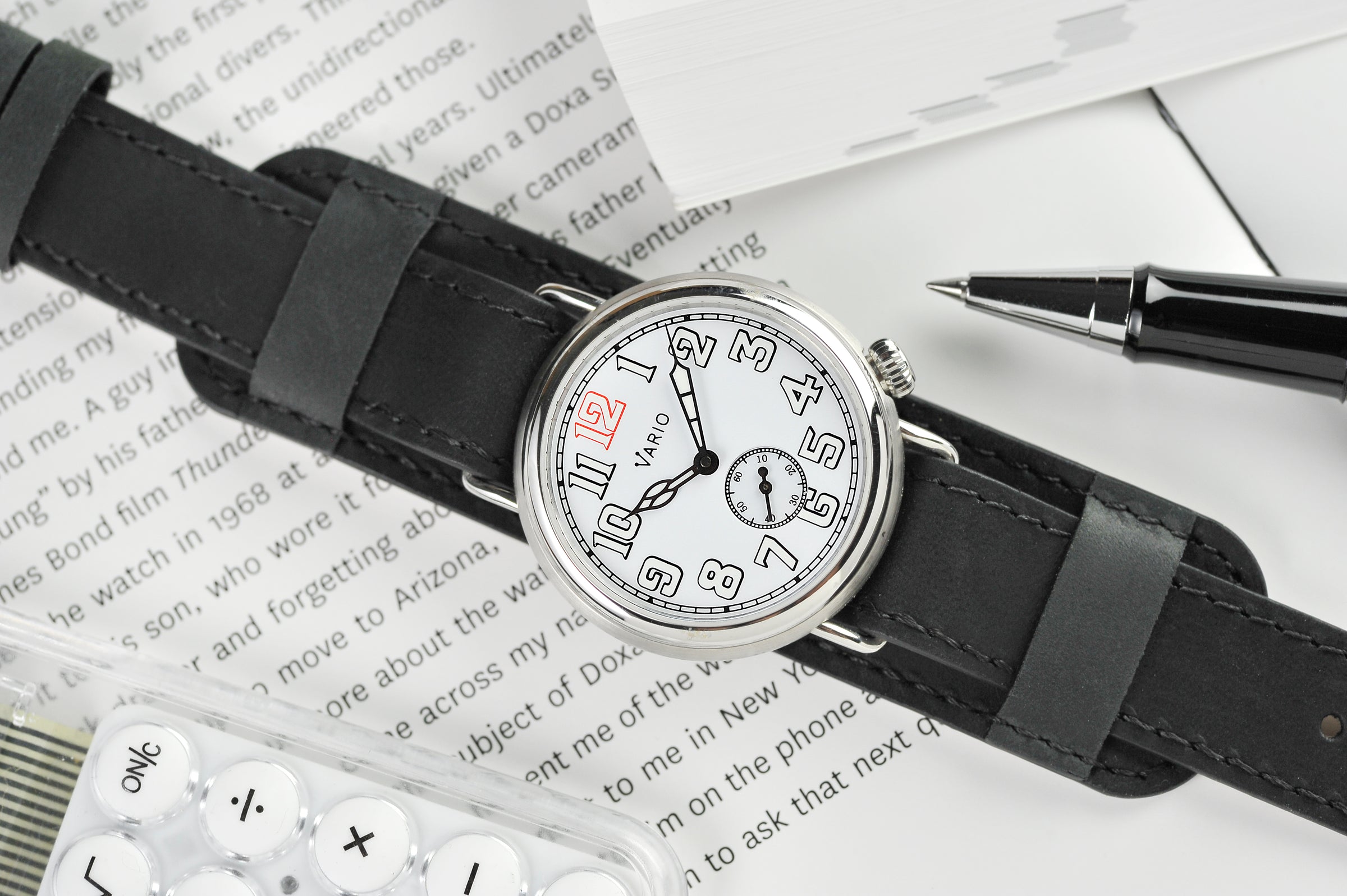 Crazy Horse Coal Black Single Pass Bund Leather Watch Strap