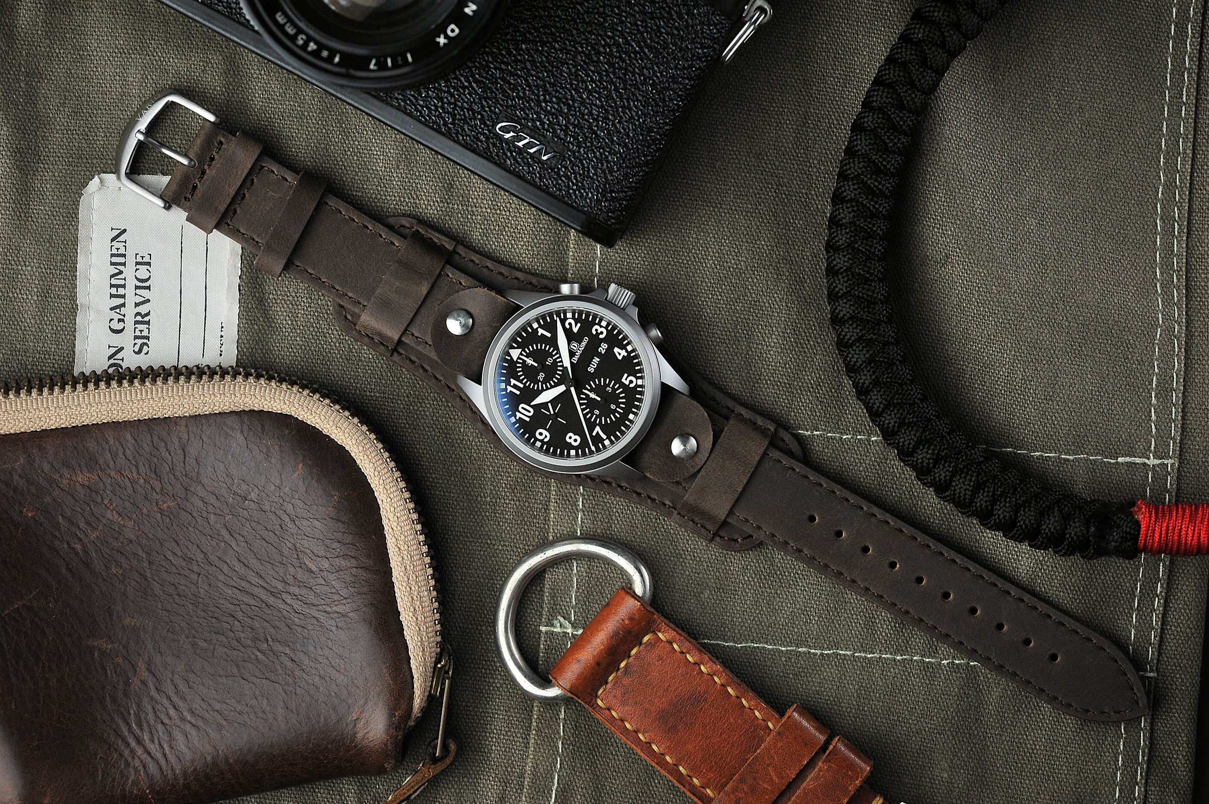 Oiled Leather Mocha Brown Bund Watch Strap