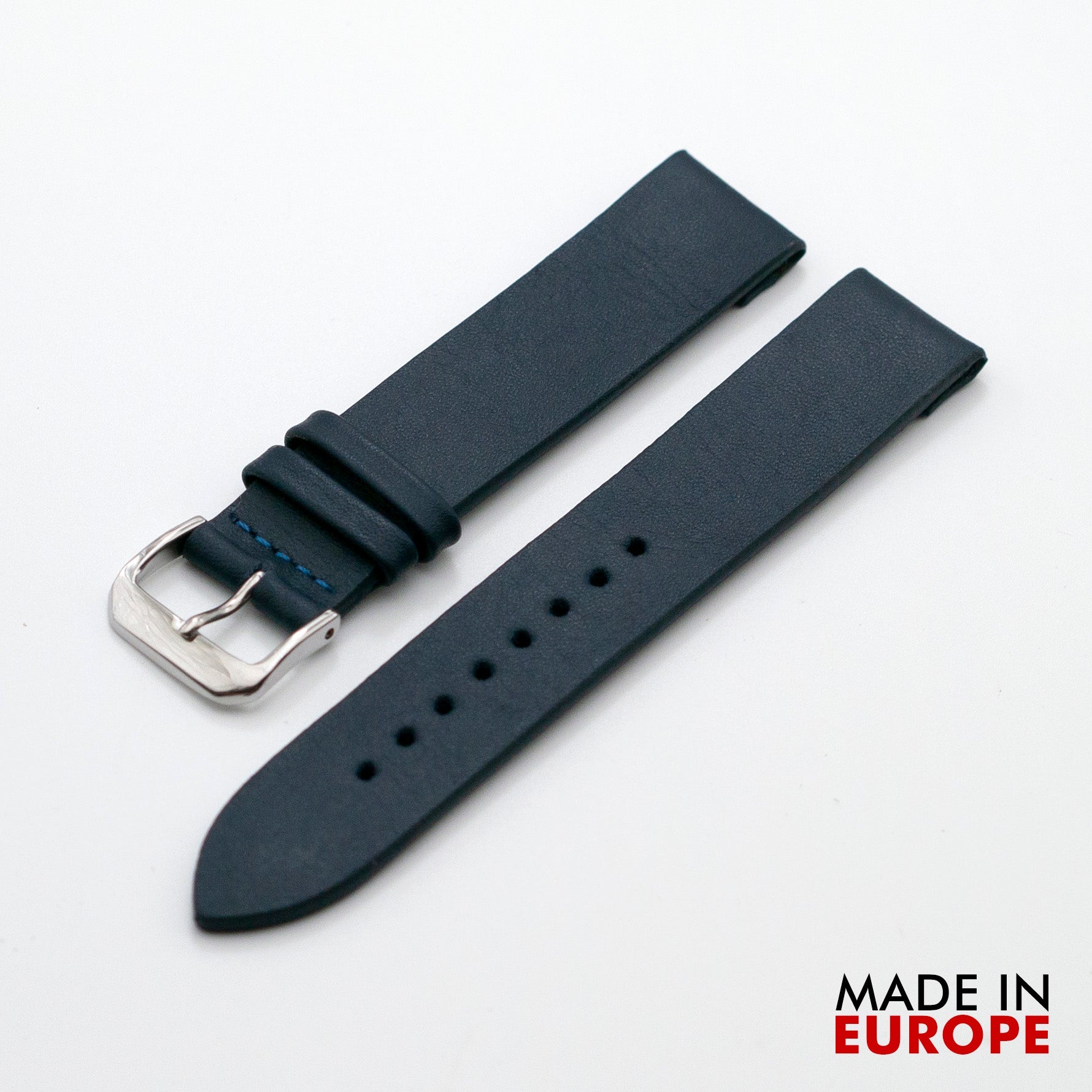 Clip-On Ocean Blue Leather Watch Strap