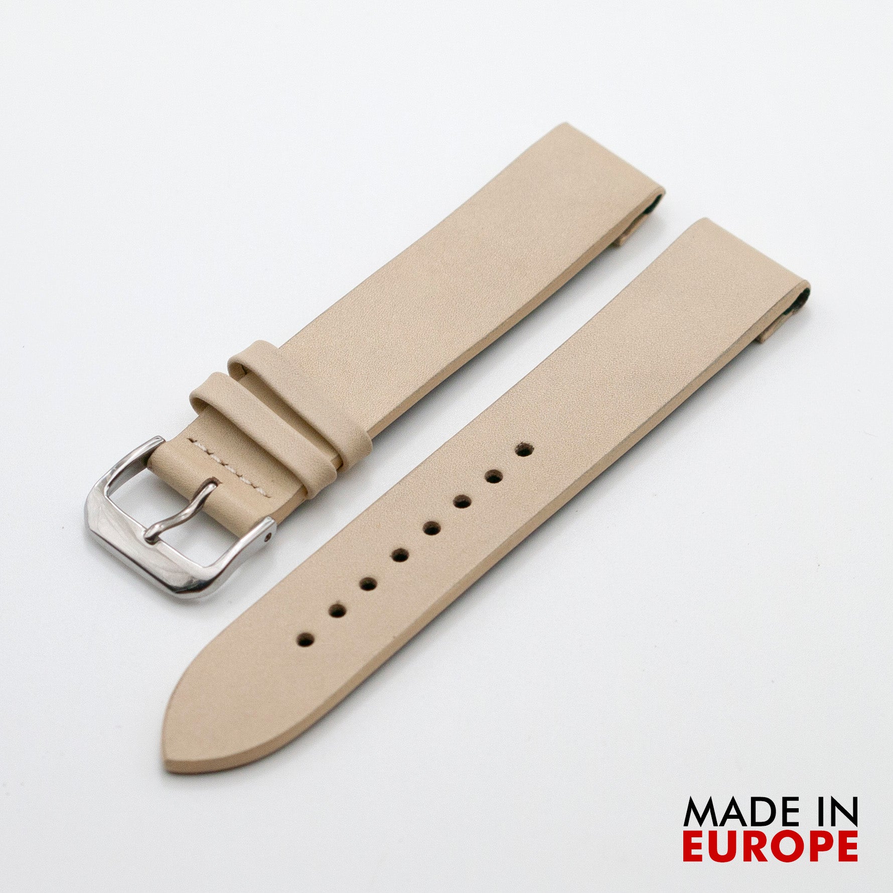 Clip-On Sand Beige Leather Watch Strap