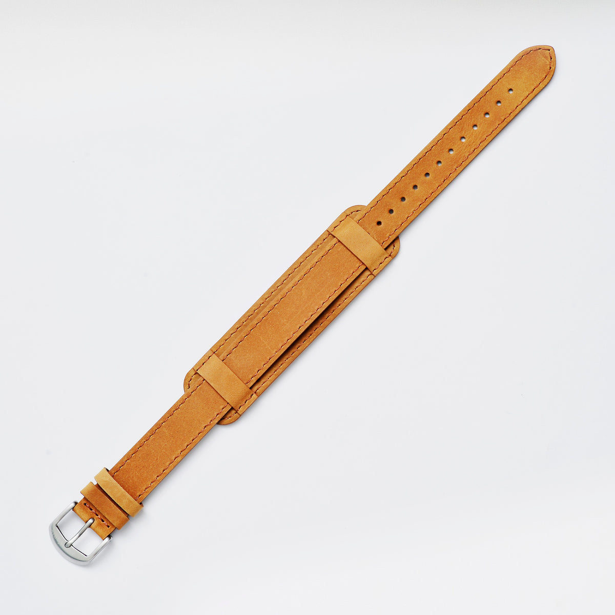 Crazy Horse Camel Brown Single Pass Bund Leather Watch Strap