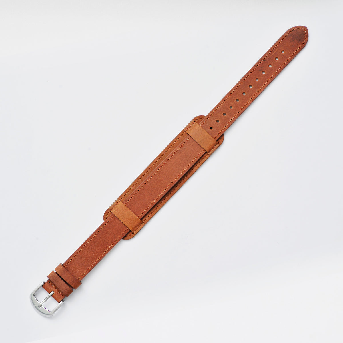 Crazy Horse Cinnamon Brown Single Pass Bund Leather Watch Strap