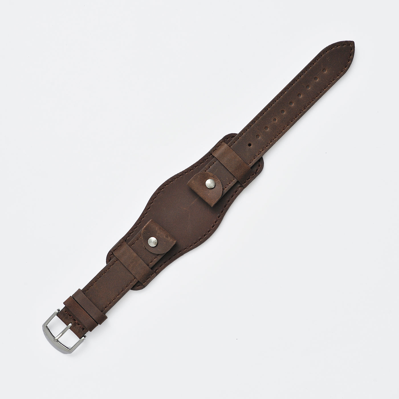 Oiled Leather Mocha Brown Bund Watch Strap
