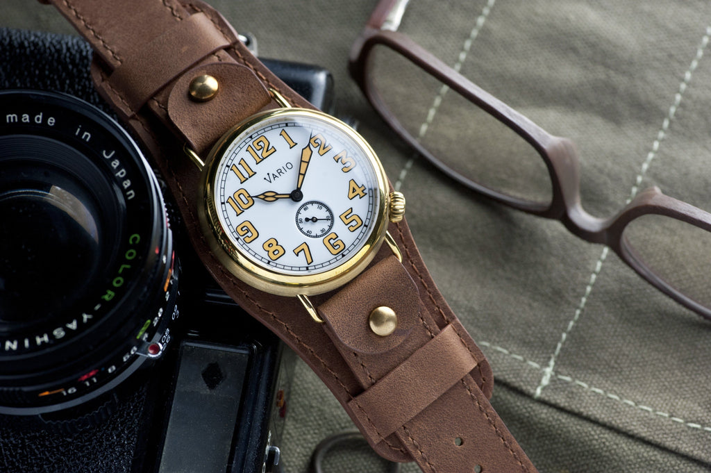 Vario 1918 Trench Brass White Dial with Orange Lume Watch