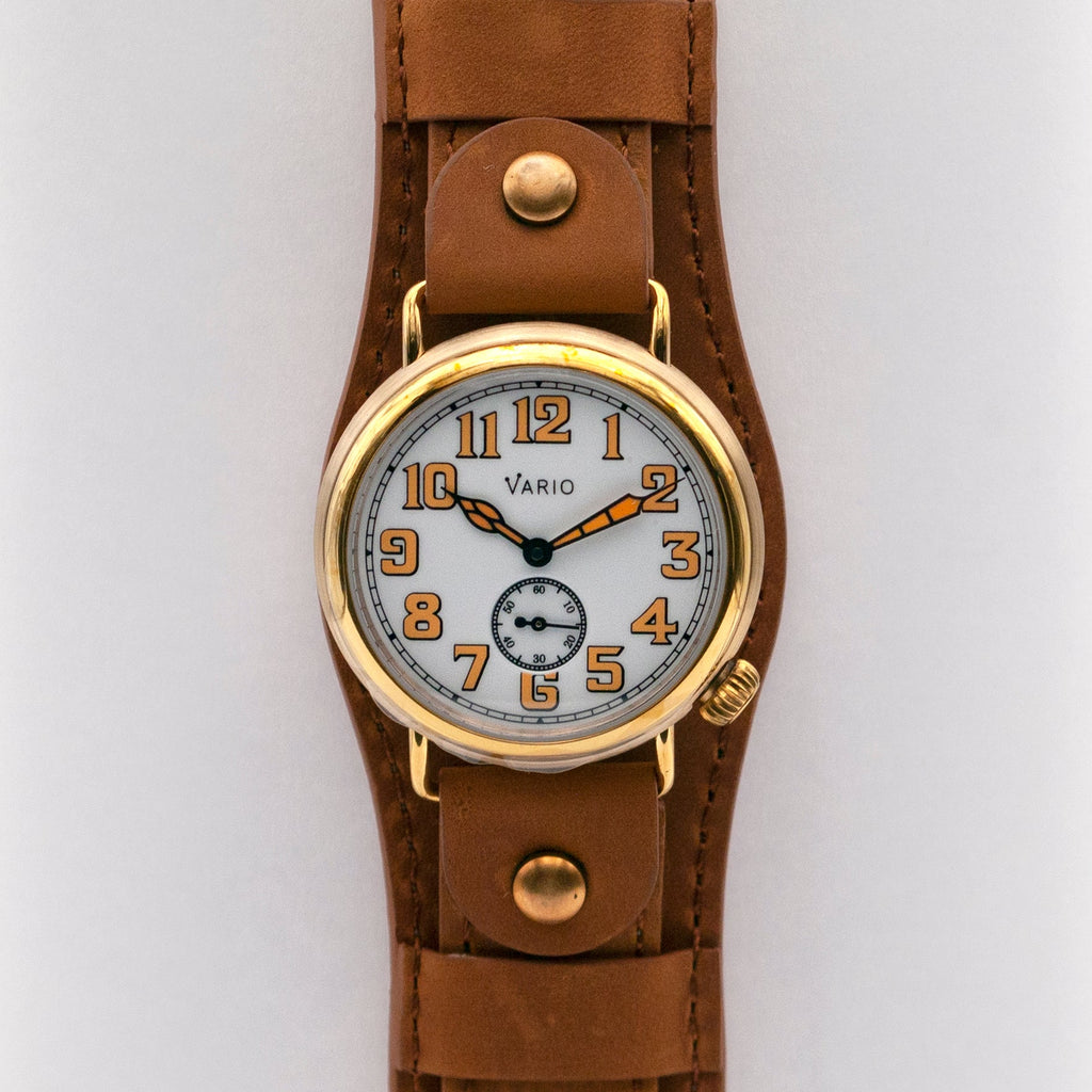 Vario 1918 Trench Brass White Dial with Orange Lume Watch