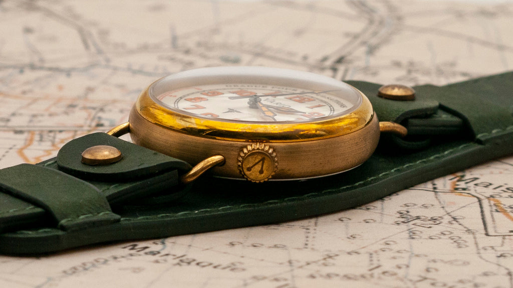 Vario 1918 Trench Brass White Dial with Orange Lume Watch