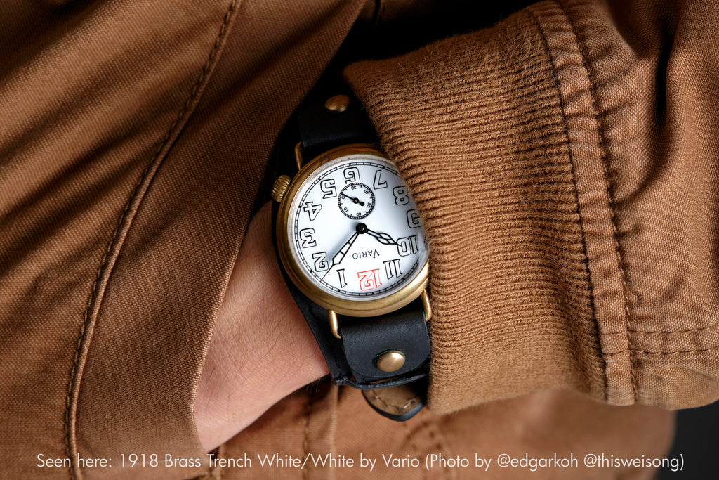 Vario 1918 Trench Brass Cream Dial with Orange Lume Watch