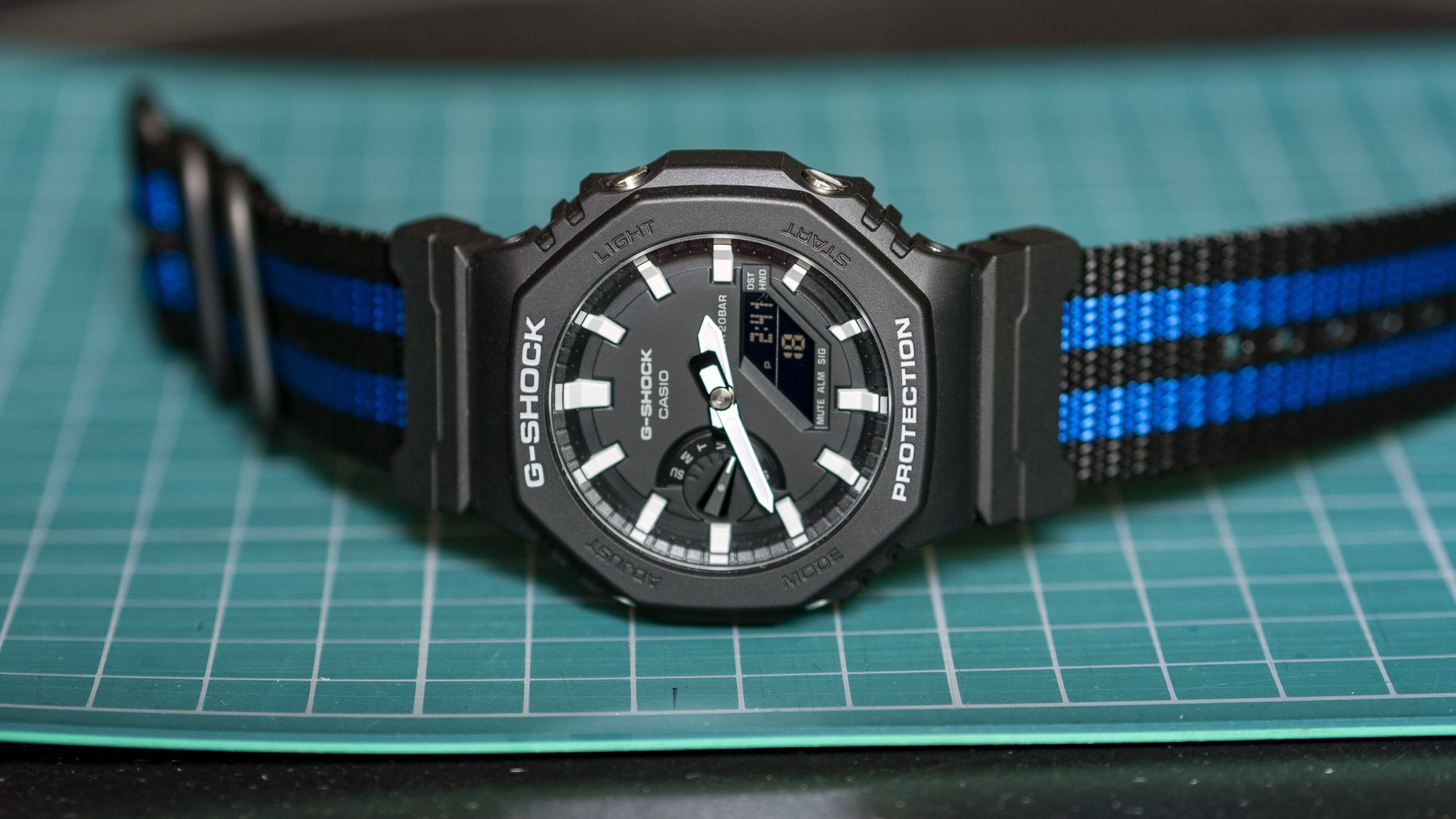 Ballistic Nylon Cobalt Stripe Watch Strap with G-Shock Compatible Adap