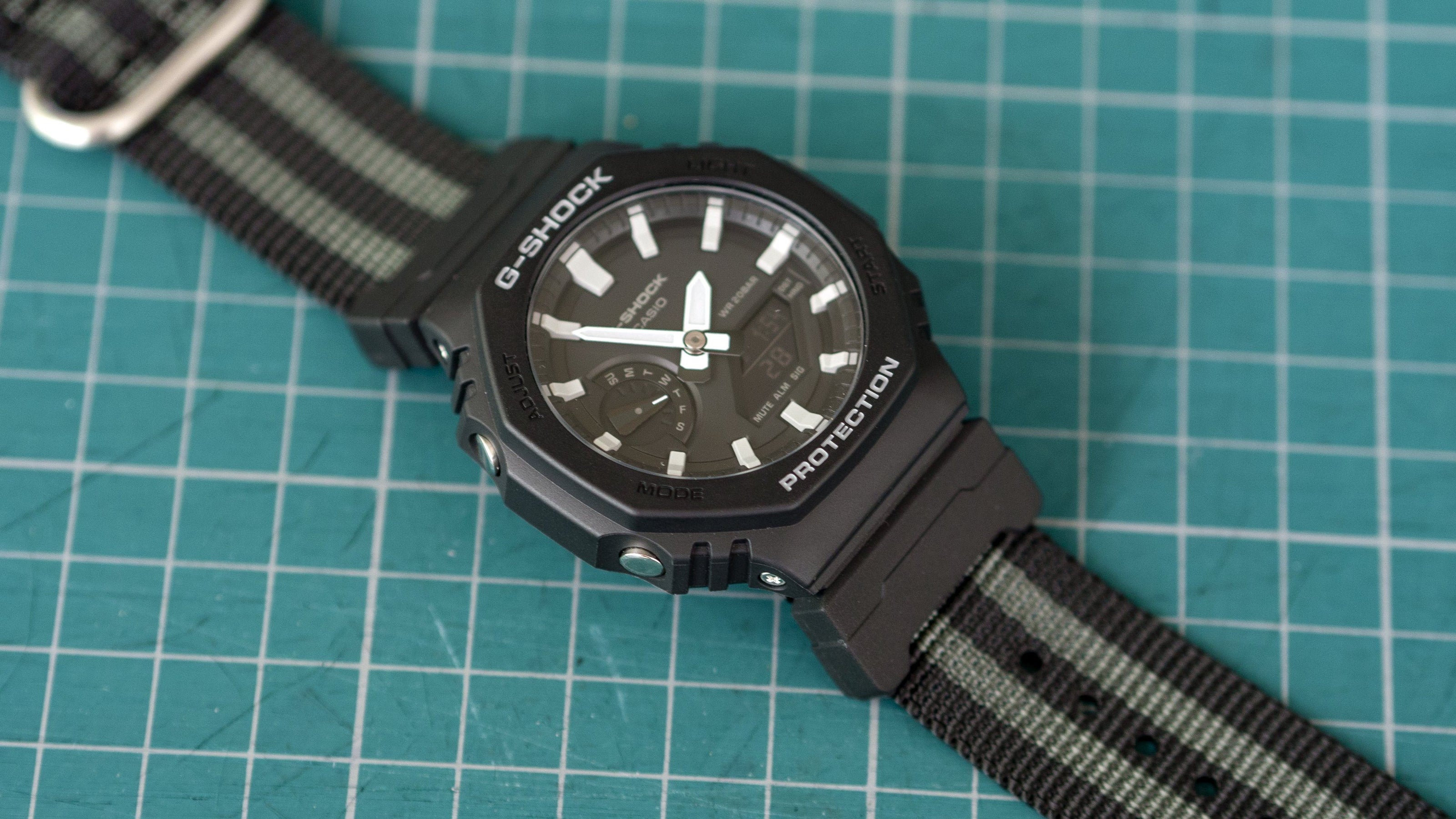 Ballistic Nylon Mono Stripe (Bond) Black Watch Strap with Casio® G-Sho