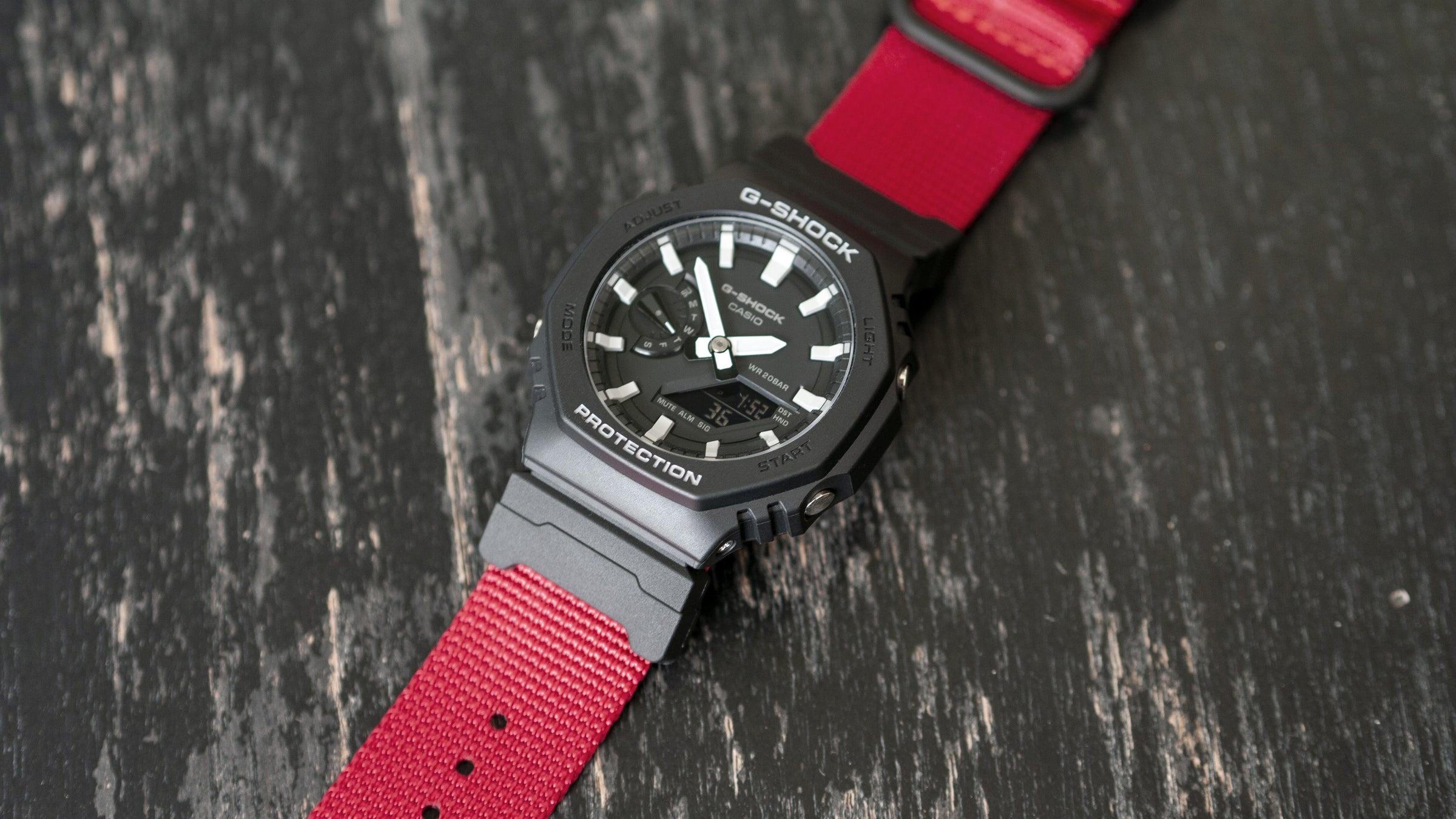 Ballistic Nylon Ruby Red Watch Strap with Casio® G-Shock Compatible Ad