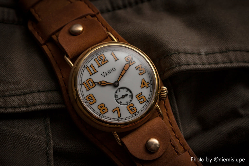 Vario 1918 Trench Brass White Dial with Orange Lume Watch