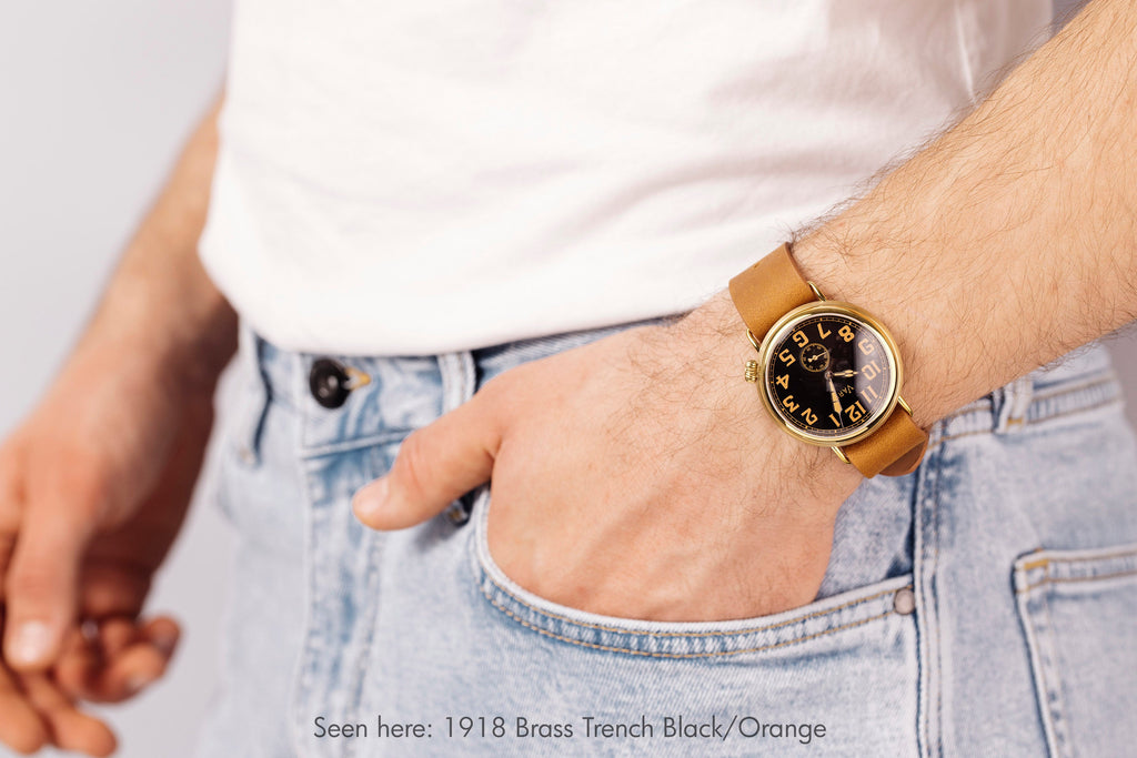 Vario 1918 Trench Brass White Dial with Orange Lume Watch